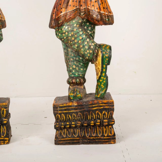 Antique Large Solid Wood Rajasthani Royal Guard Gatekeeper Figurines ...