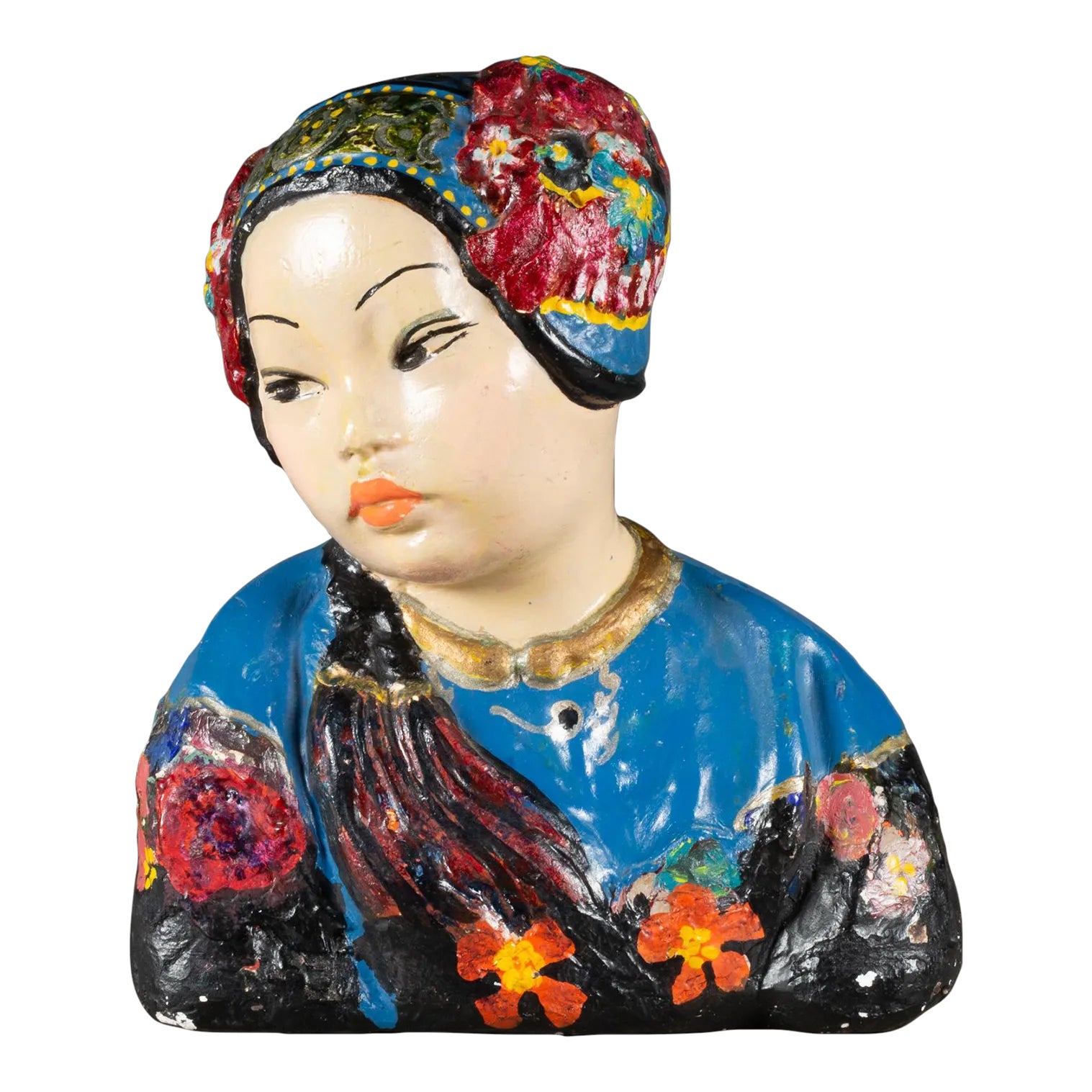 Esther Hunt Chalkware Bust C.1920 | Chairish