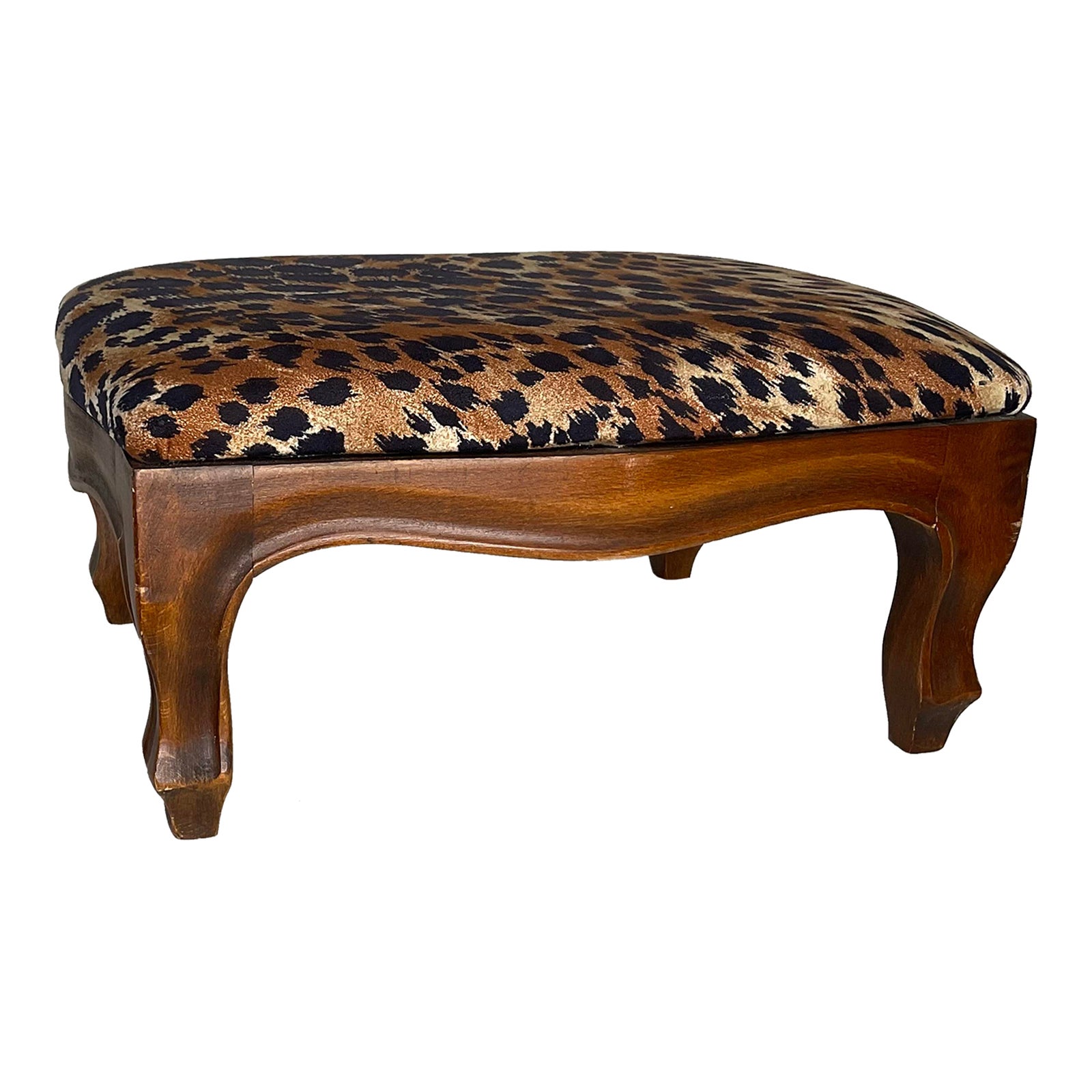 1960s Vintage Leopard Footstool | Chairish