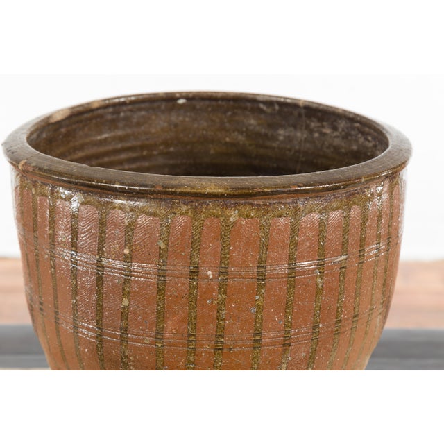 Japanese Early 20th Century Brown Tamba Tachikui Ware Pot with Dripping ...