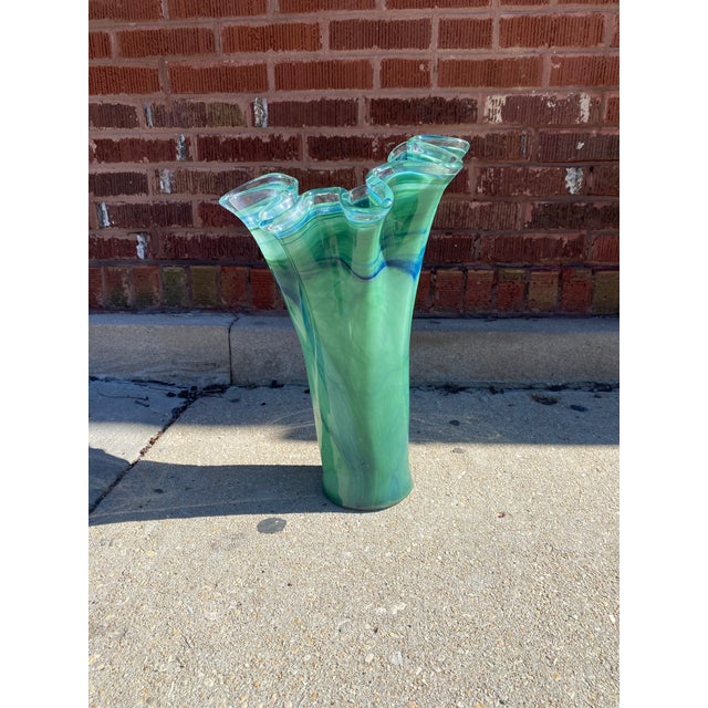 Mid Century Modern Italian Green Murano Glass Vase Chairish