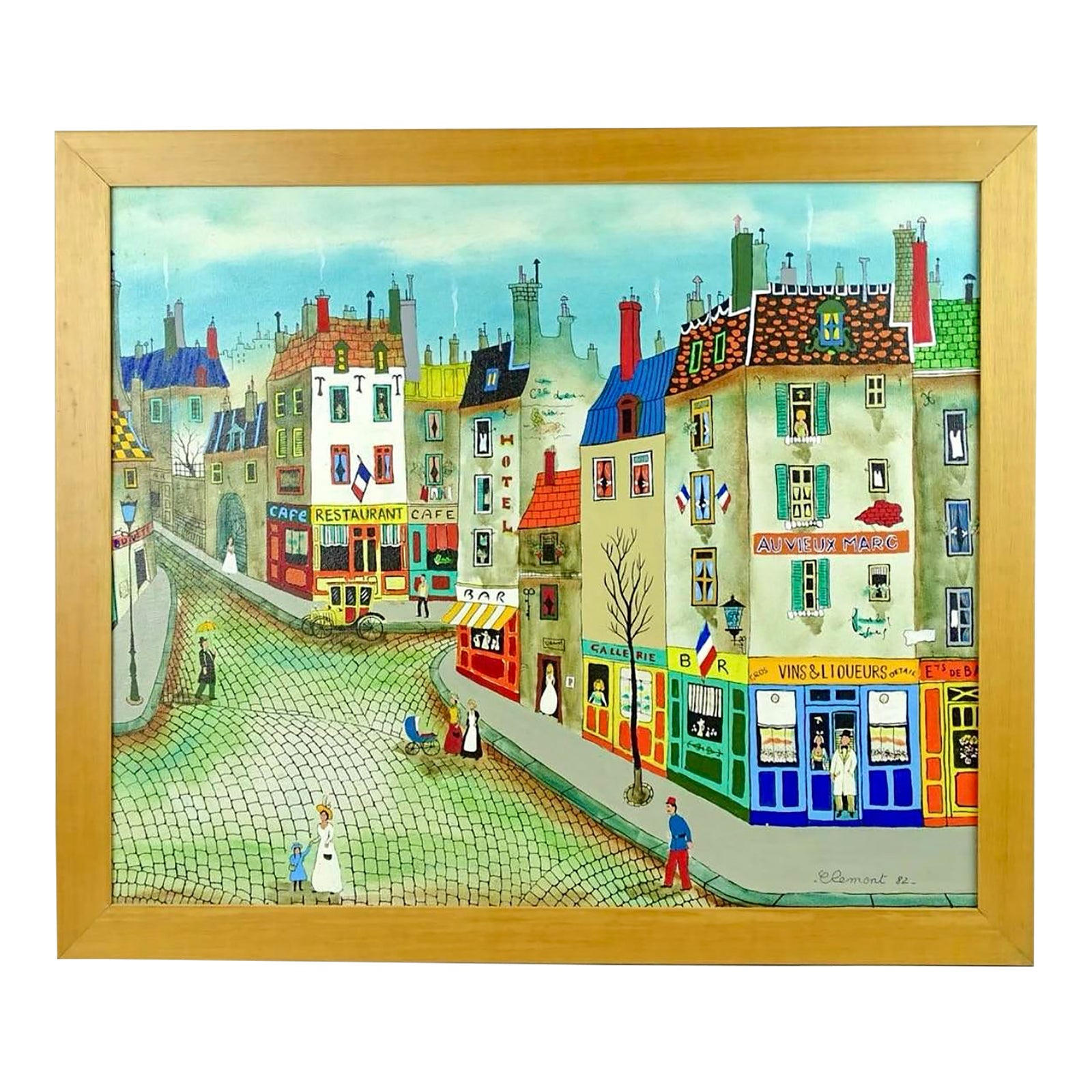 Mid 20th Century French Cityscape Oil on Canvas, Framed | Chairish