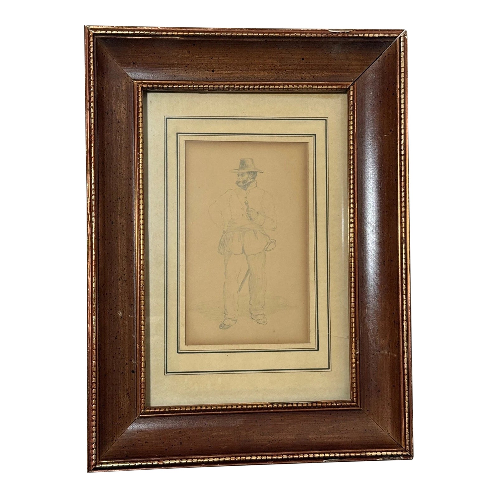 1830 French Military Portrait of Man in Uniform Armed Drawing Sketch ...