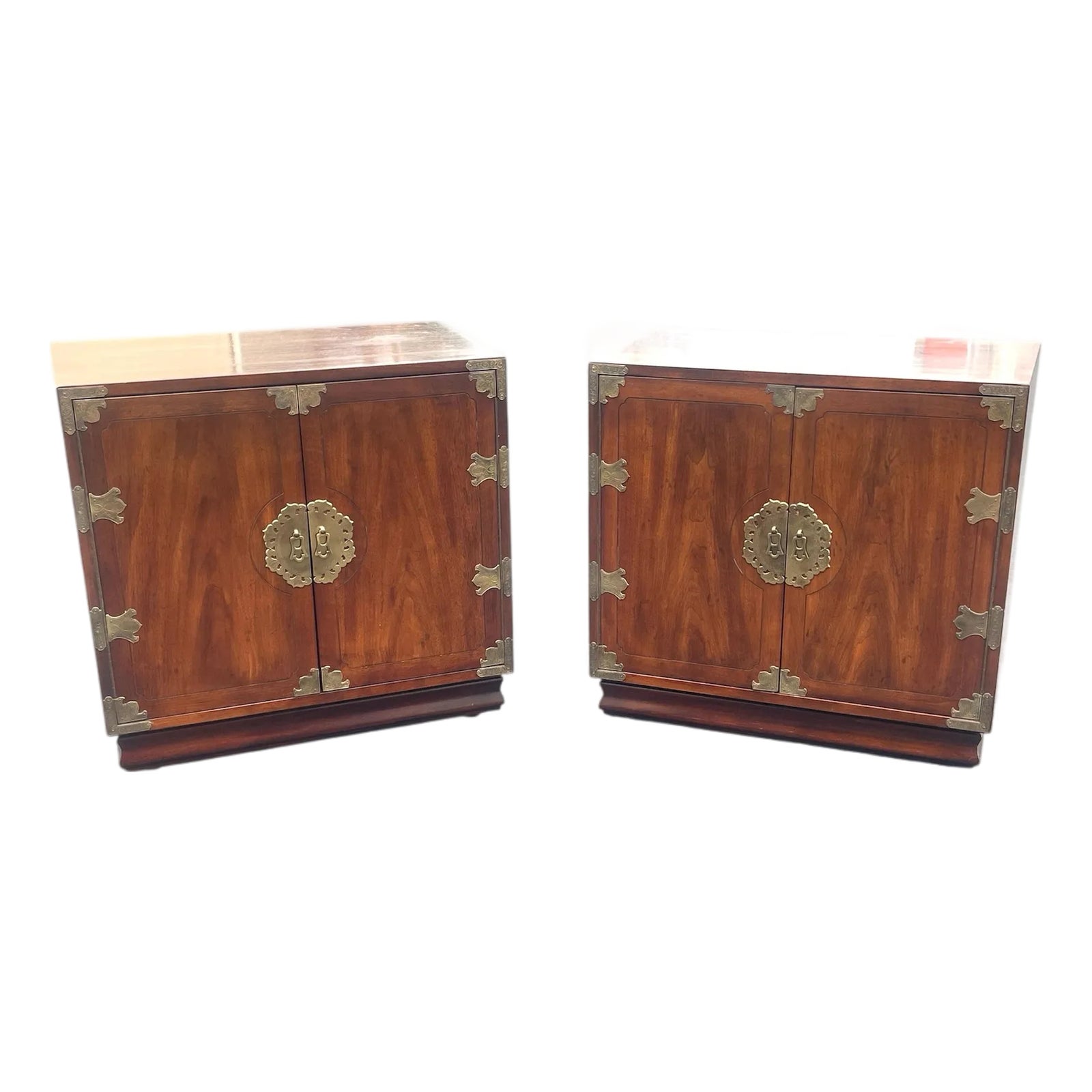 1970s Pair of Vintage Henredon Pan Asian Campaign Chinoiserie Commode ...