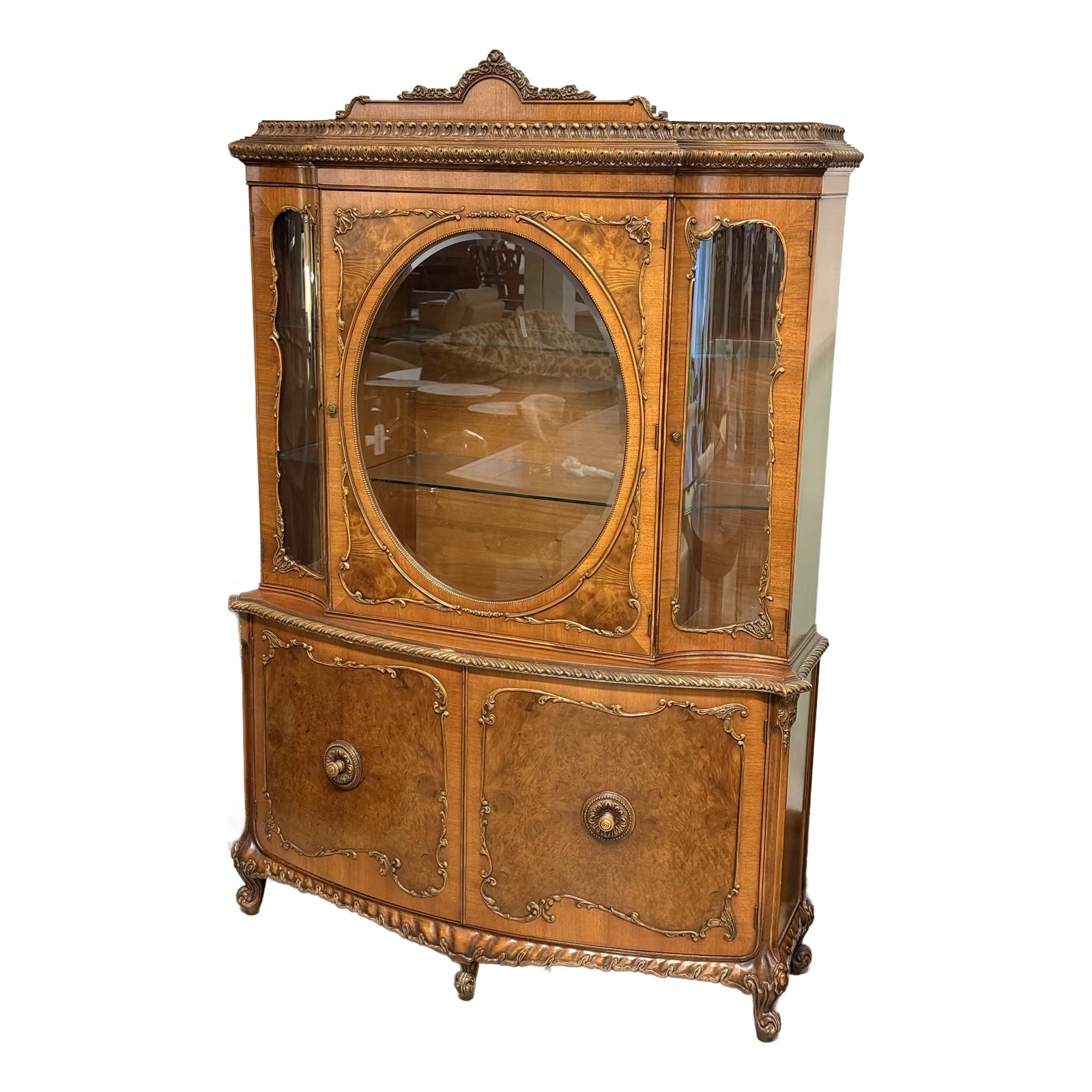 Circa 1940's Romweber Louis XV De Gaulle China Cabient | Chairish