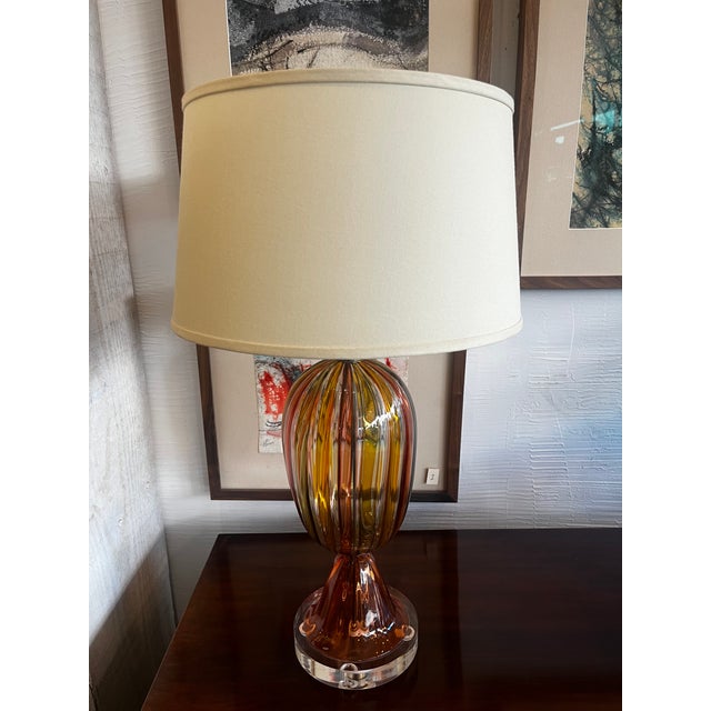 Late 20th Century Tracy Glover Multicolor Striped Lamp | Chairish