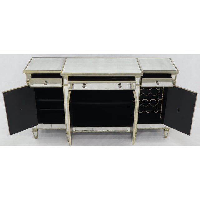 Mirrored Glass 4-Door Sideboard | Chairish