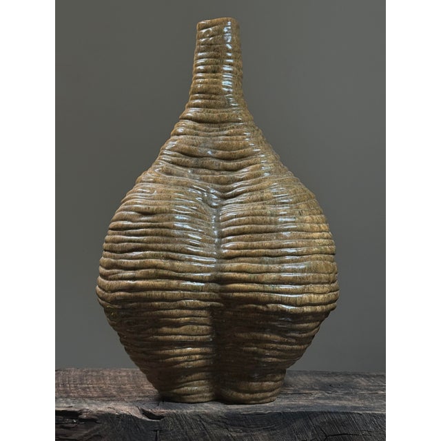 Monumental Surrealist Hand Coiled Glazed Ceramic Vessel | Chairish