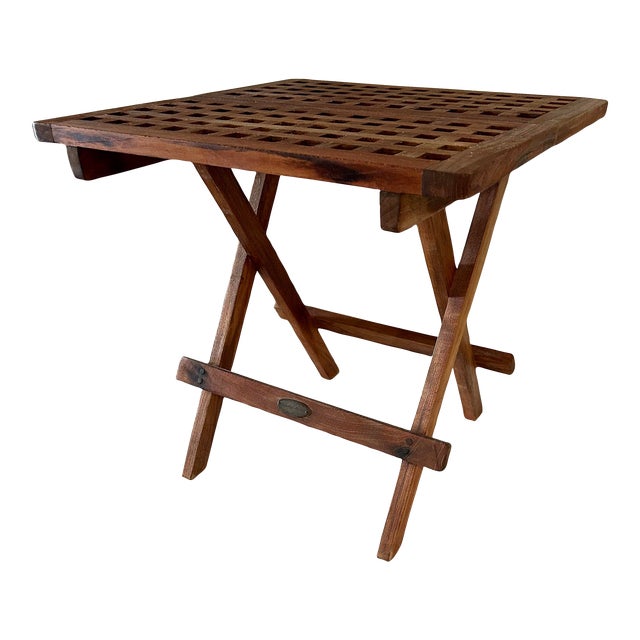 Teak Folding Side Table - Indoors or Outside | Chairish