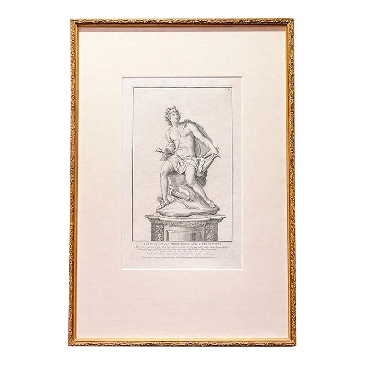 Antique Neoclassical Engraving of Apollo After Classical Sculpture ...