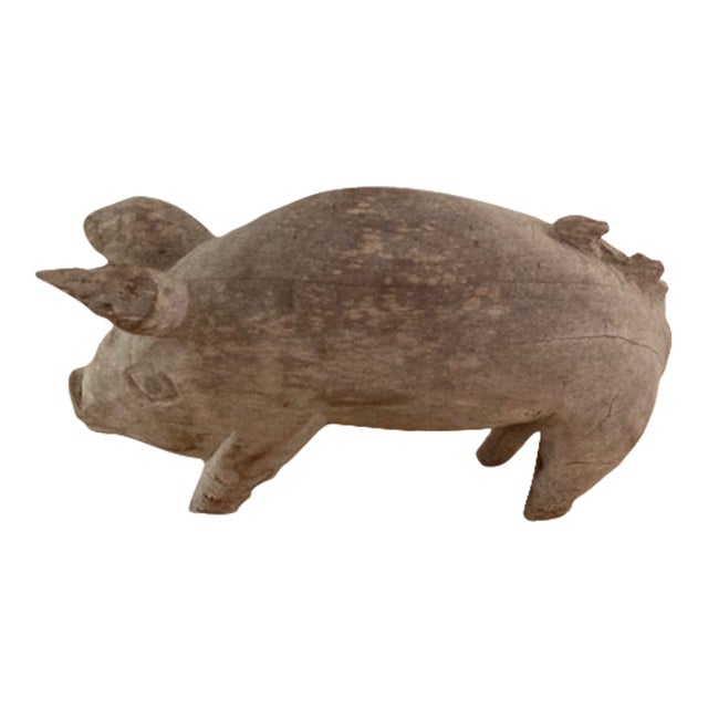 1920s Early American Hand Carved Folk Art Pig | Chairish