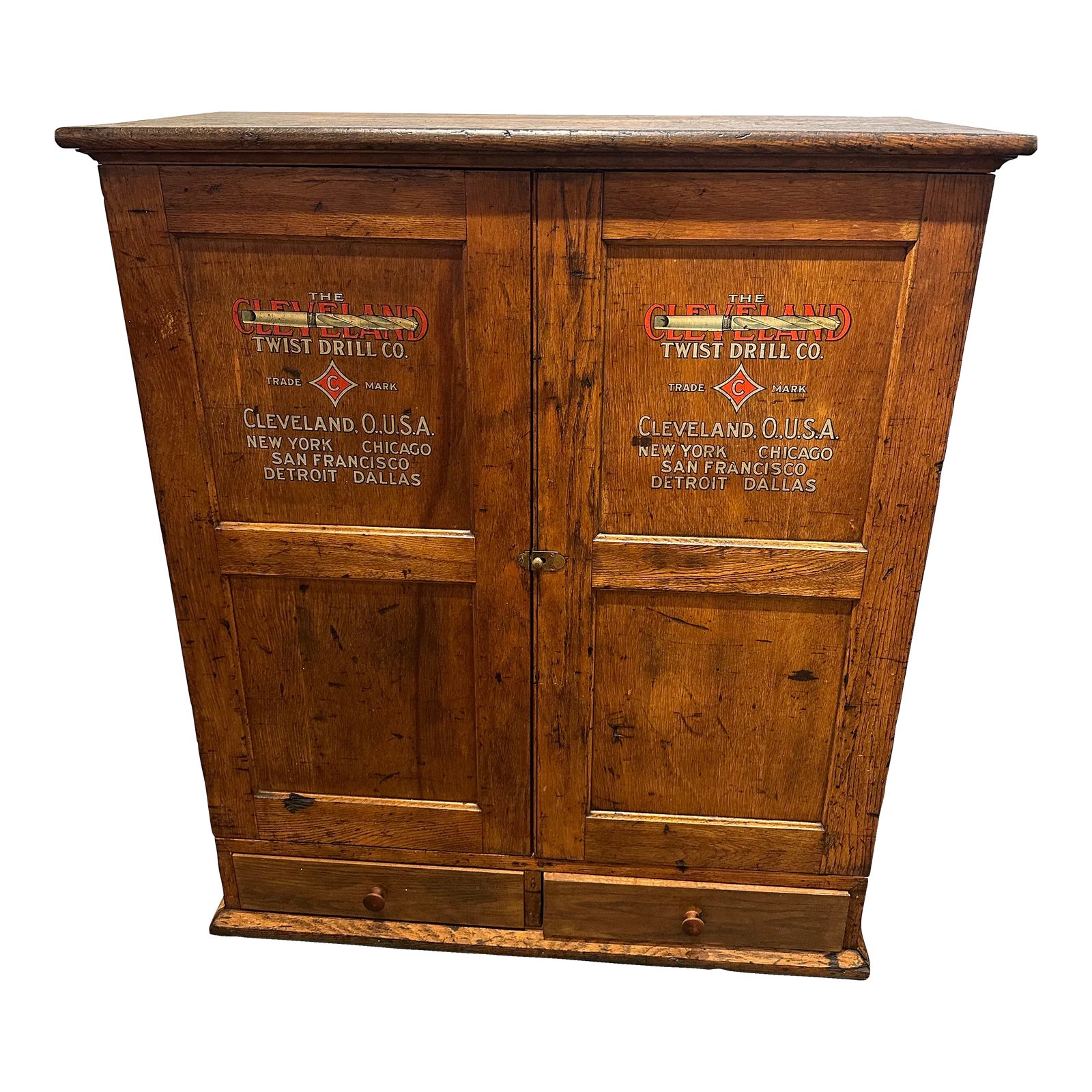 1900s Oak Cleveland Twist Drill Company Store Display | Chairish