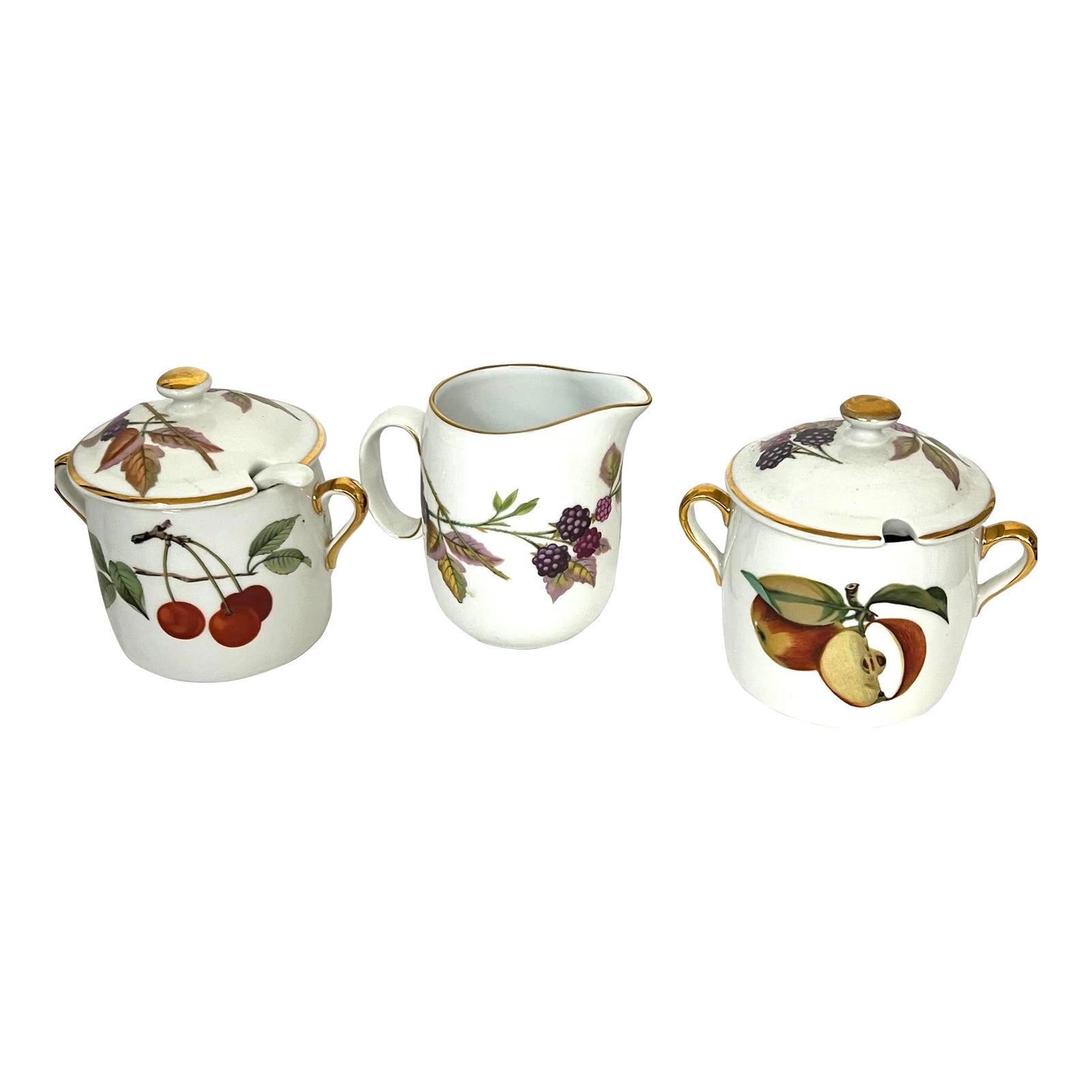 Royal Worcester Evesham Condiment Server, Creamer - Set of 3 | Chairish