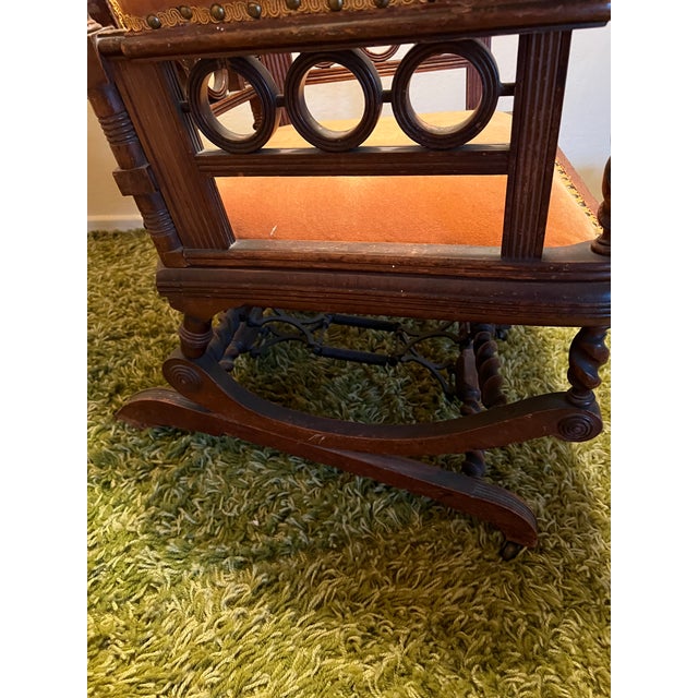 George Hunzinger Carved Walnut Platform Rocking Chair, 1880 | Chairish