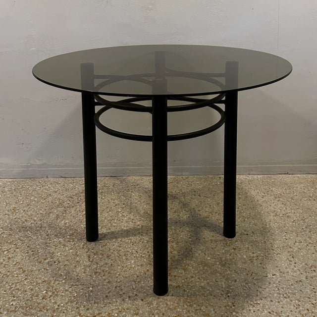 Classic 1980s Tubular Metal and Tinted Glass Table | Chairish