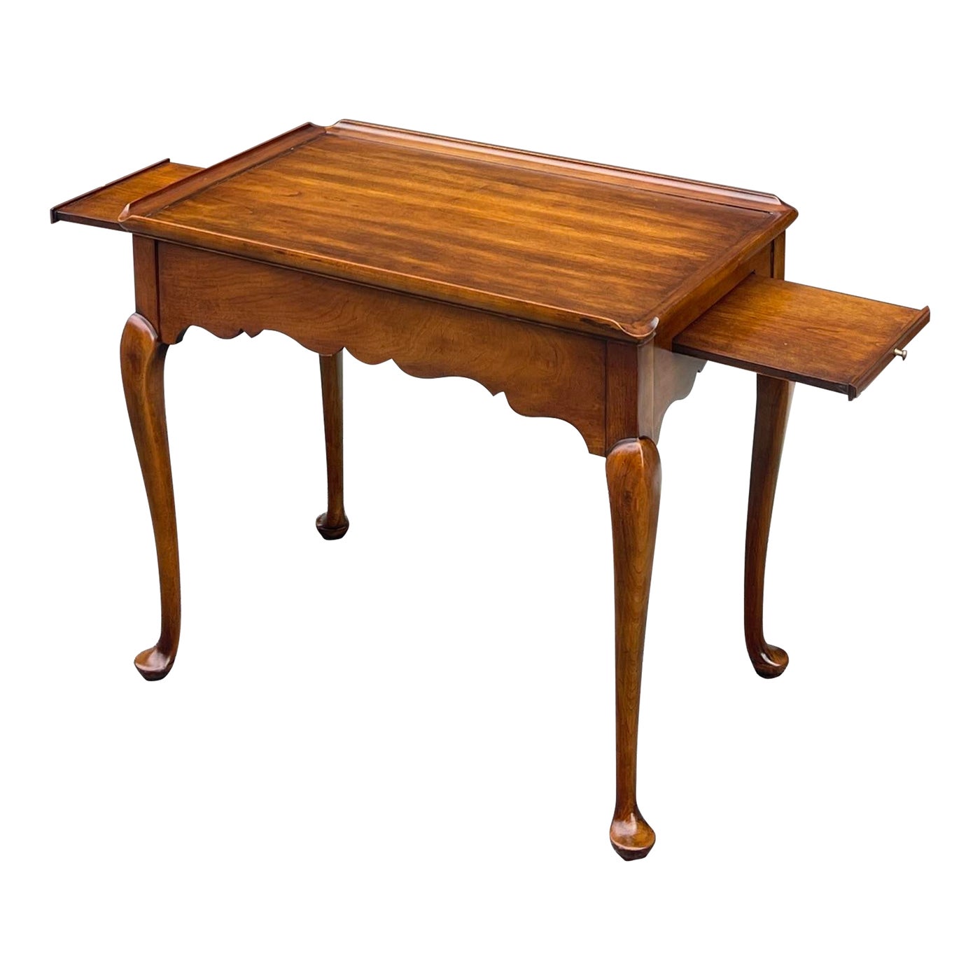 1970s Statton Furniture Traditional Queen Anne Solid Cherry Tea Table ...