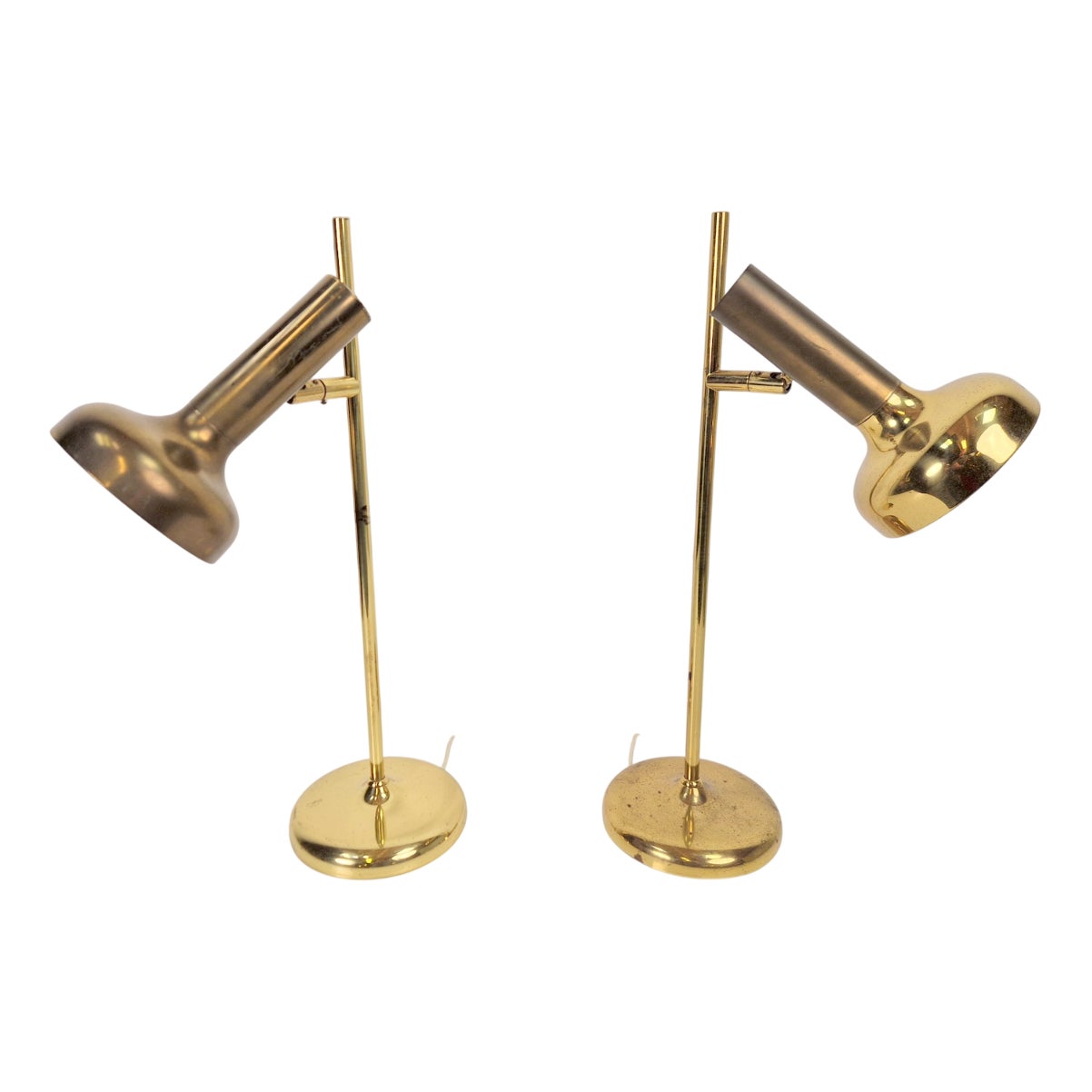 Vintage Brass Trumpet Table Lamps by Koch & Lowy for Omi, 1960s, Set of ...