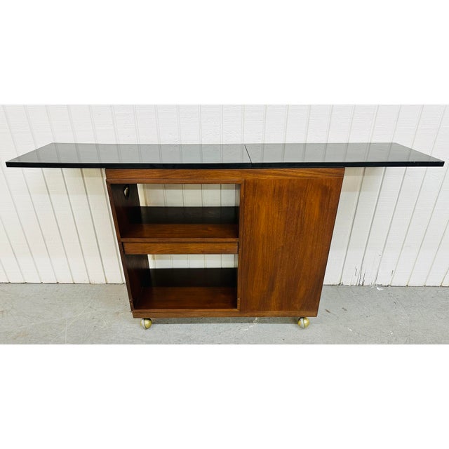 Mid-Century Modern Dunbar Walnut Bar Cart | Chairish