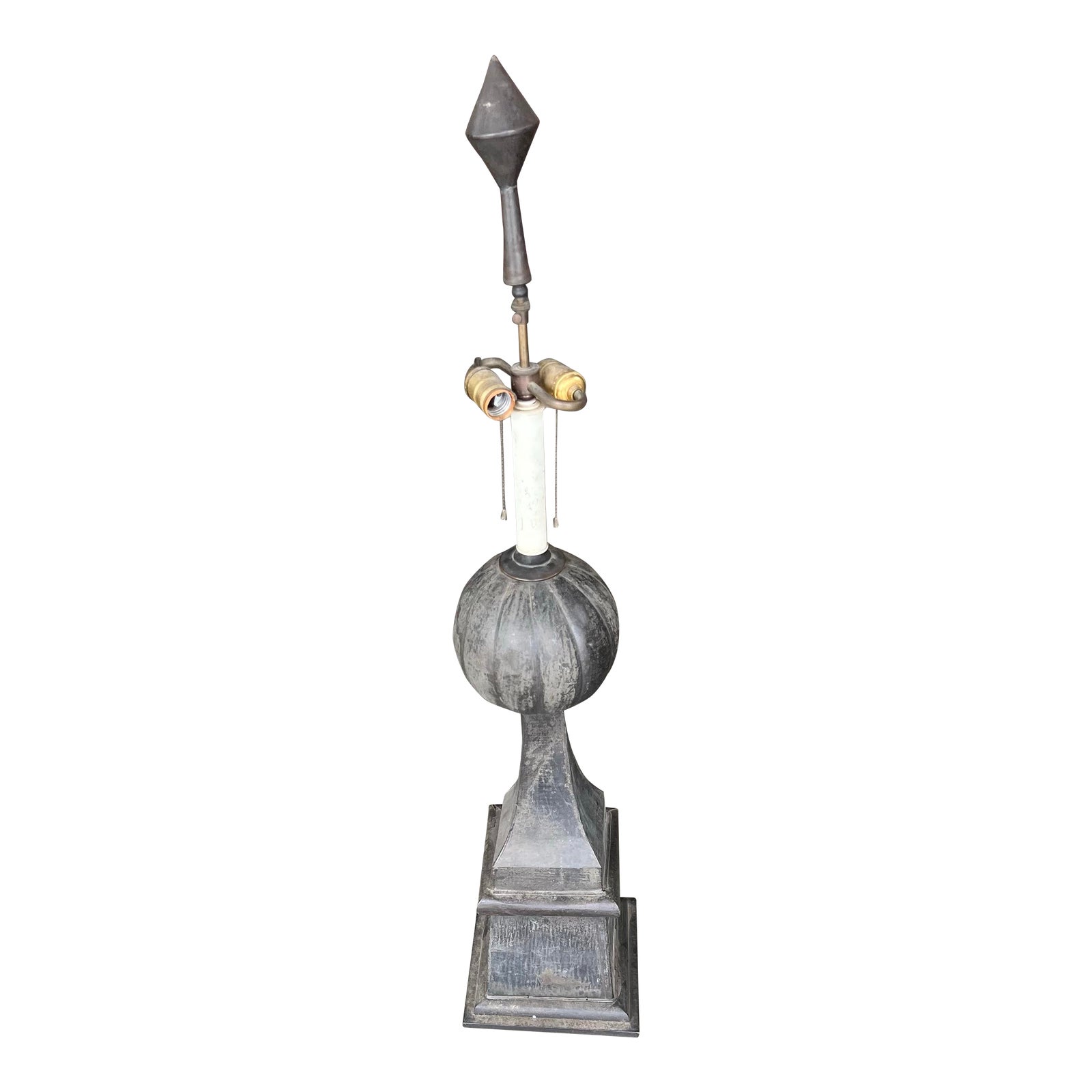 Antique Tall Copula Zinc Lamp With Finial | Chairish
