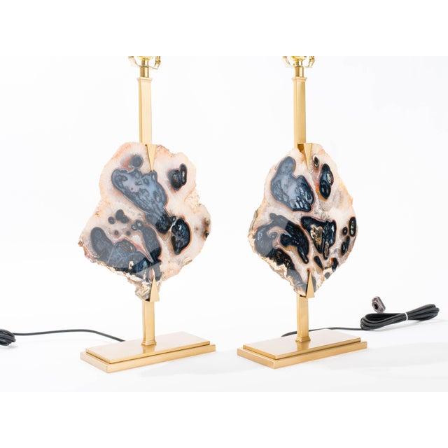 Agate Table Lamps, Custom-Made - a Pair | Chairish