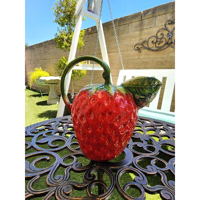 Vintage Italian Ceramic Strawberry Pitcher | Chairish