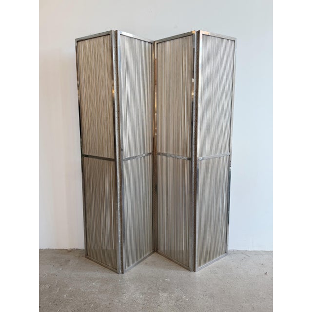 Mid Century Chrome & Aluminum Folding Screen | Chairish