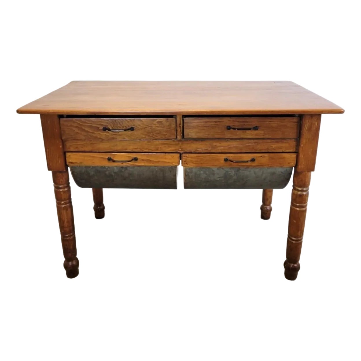 Classic Amercian Double Possum Belly Farm Baking Table | Chairish