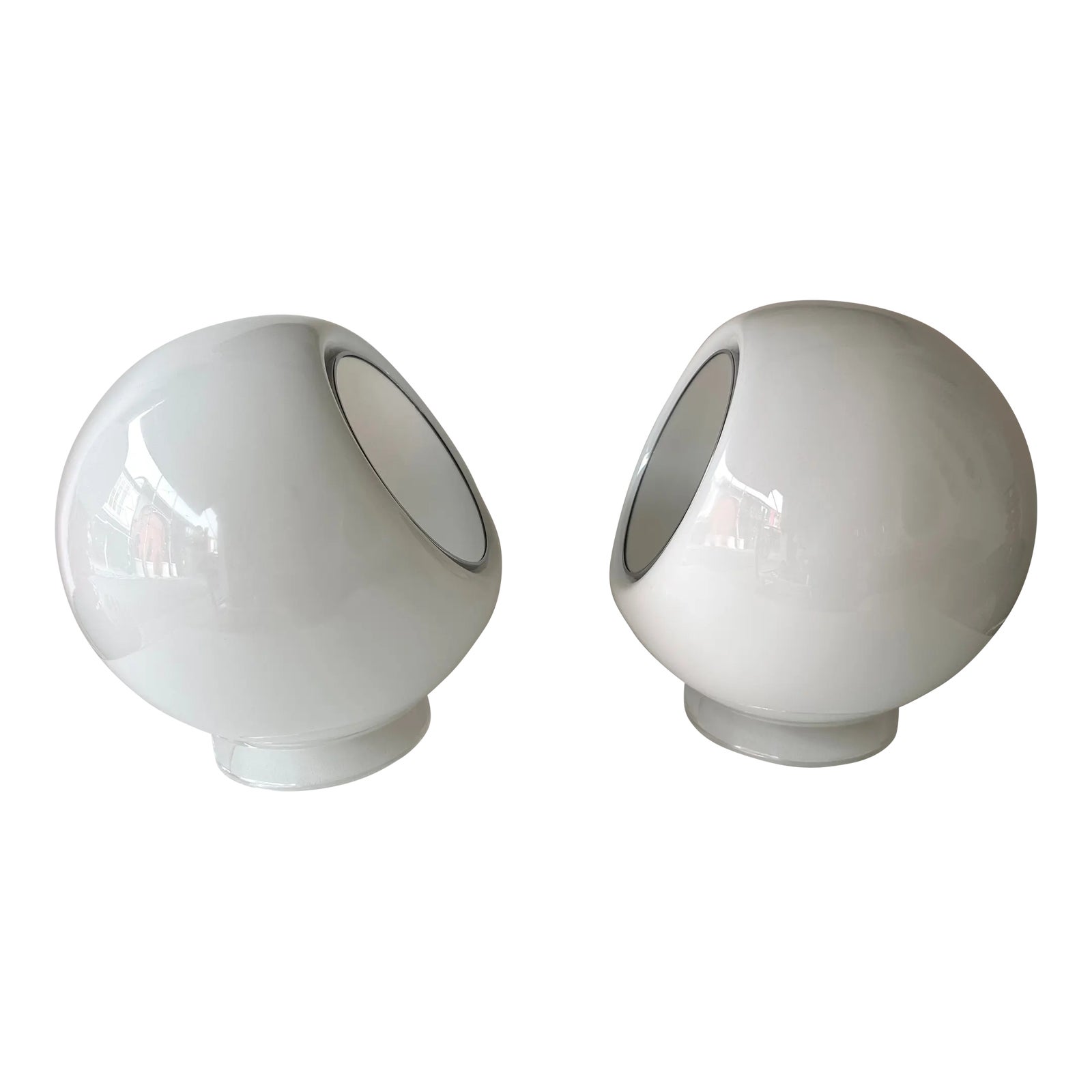 Pair of Murano Ball Glass Lamps Elios by Giusto Toso for Leucos, Italy ...