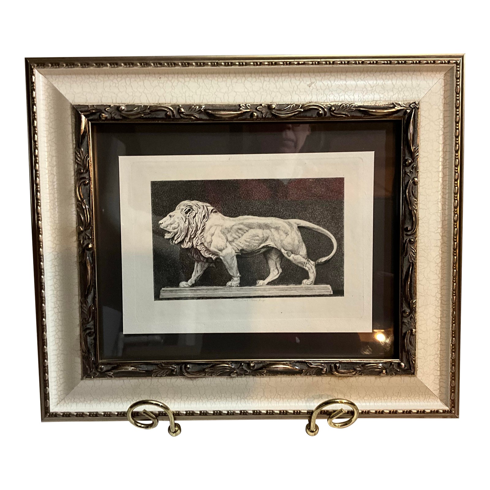 Signed Antoine-Louis Barye 1880 Etching Art Lion Walking (Le Lion Qui ...
