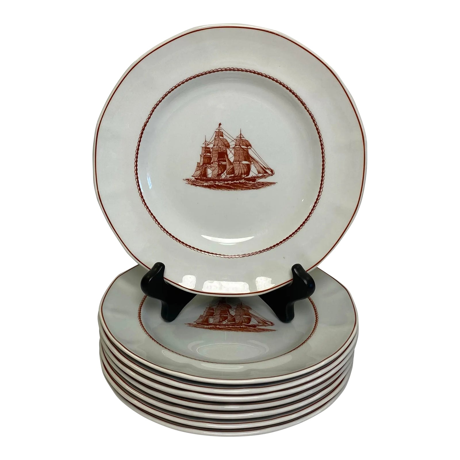 1980s Wedgwood Flying Cloud Rust Salad Plates - Set of 8 | Chairish