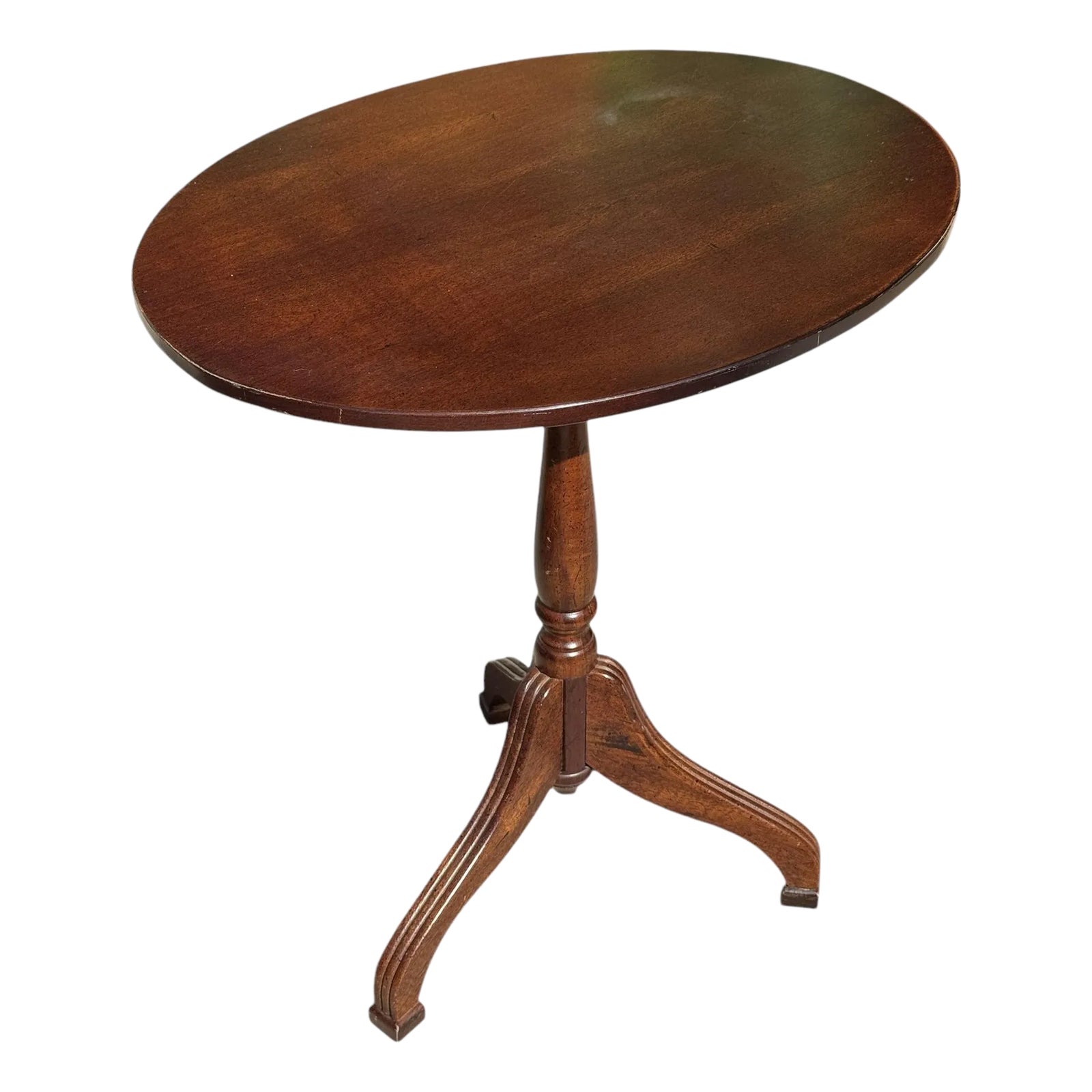 1990s Oval Tilt Top Pedestal Wood Side Table by Bombay Company | Chairish