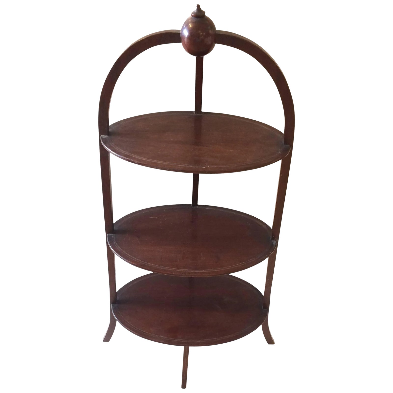 19th Century English Oval Three-Tier Side Table Muffin Stand | Chairish