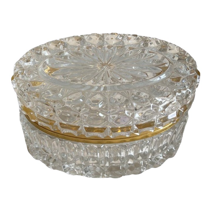 Vintage Oval Crystal Trinket Box | Chairish