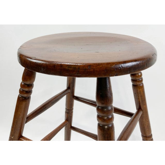 Vintage Turned Wood Stool | Chairish