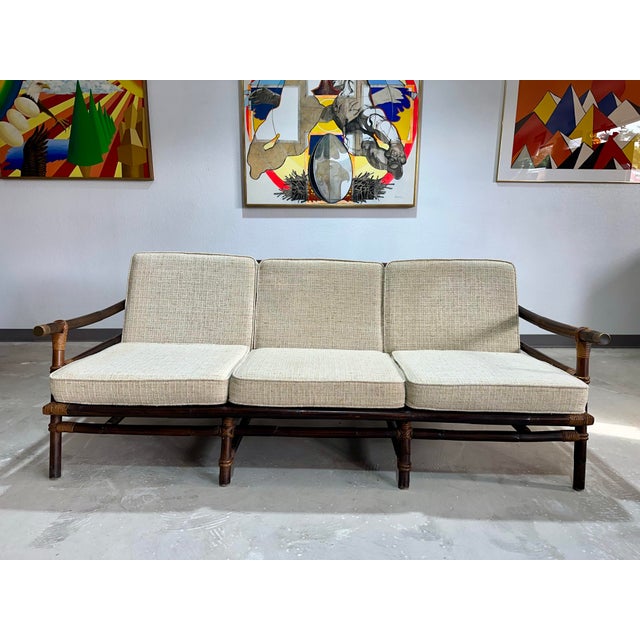 1950s John Wisner for Ficks Reed Rattan Campaign Sofa | Chairish
