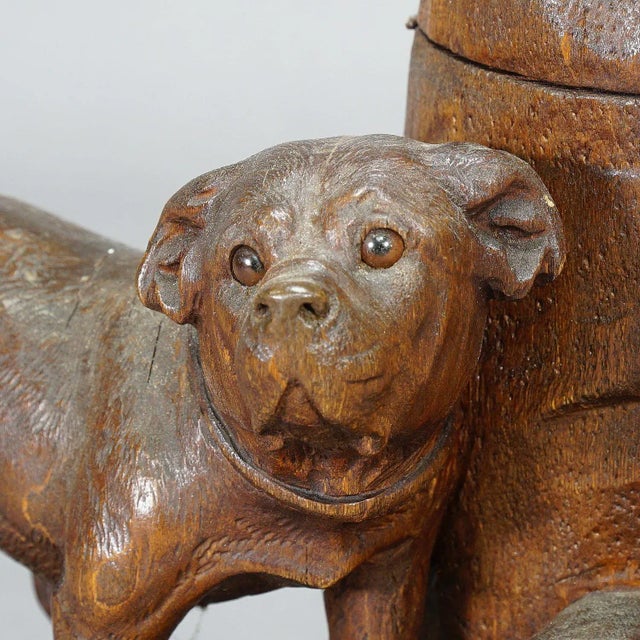 A Nice Wooden Carved Boxer Tobacco Box, Swizerland Ca. 1900 | Chairish