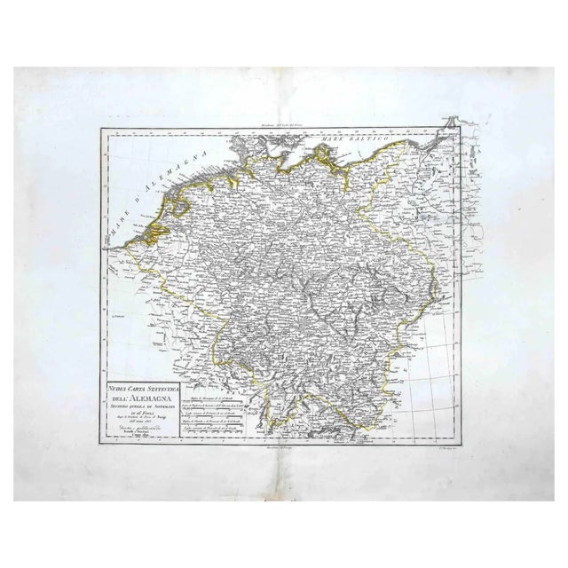 Map of Germany, Original Etching, 1820 | Chairish