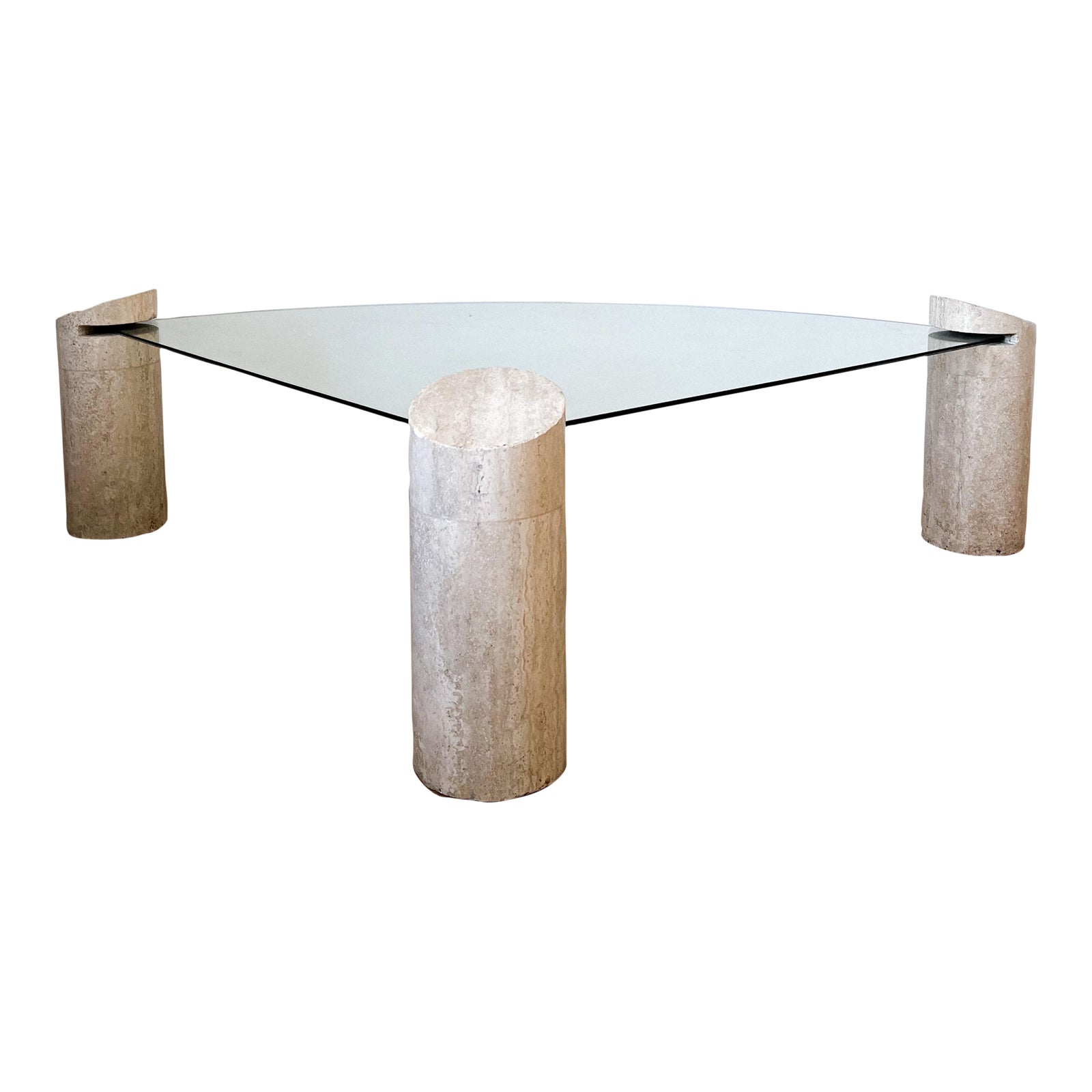 1980s Postmodern Travertine Cantilevered Coffee Table | Chairish