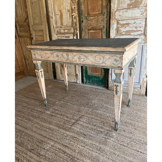 Tuscan Blue & White Painted Console Tables - a Pair | Chairish
