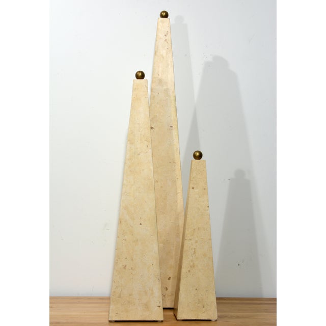 Group of Three Various Size Post Modern Tesselated Travertine Stone ...