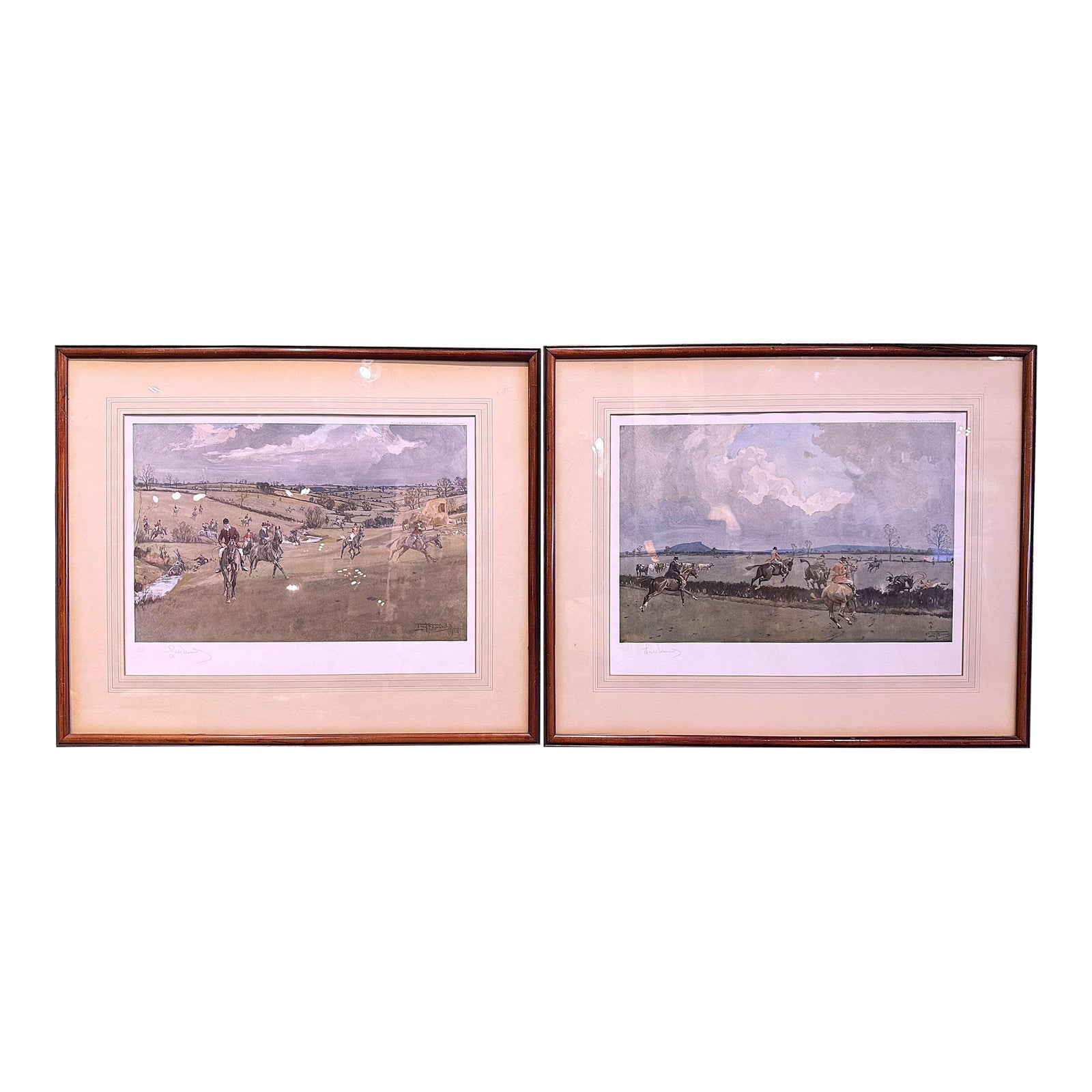 Pair Original Framed Equestrians Colored Prints Signed Lionel Edwards ...