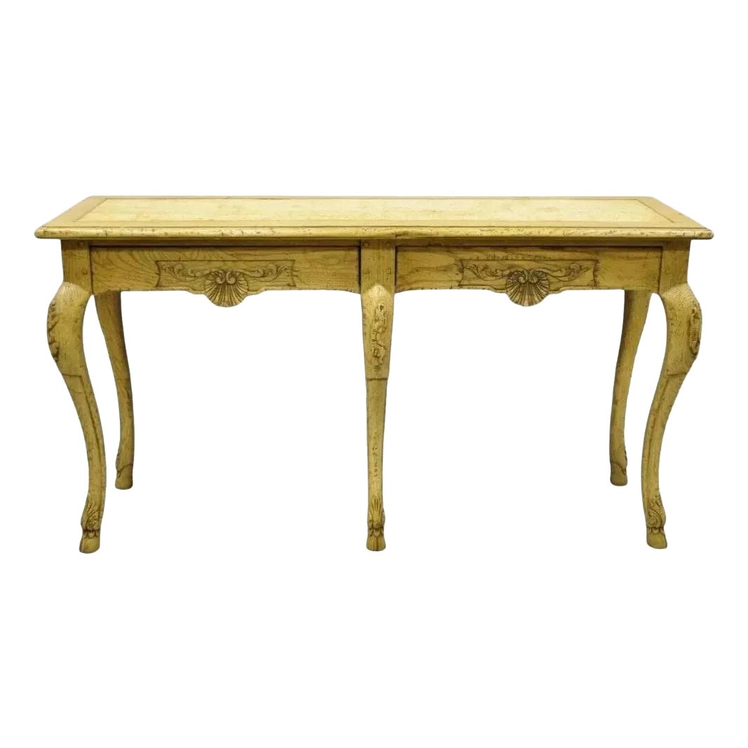 Baker Italian Regency Provincial Oak 2 Drawer Hoof Foot Console Hall ...
