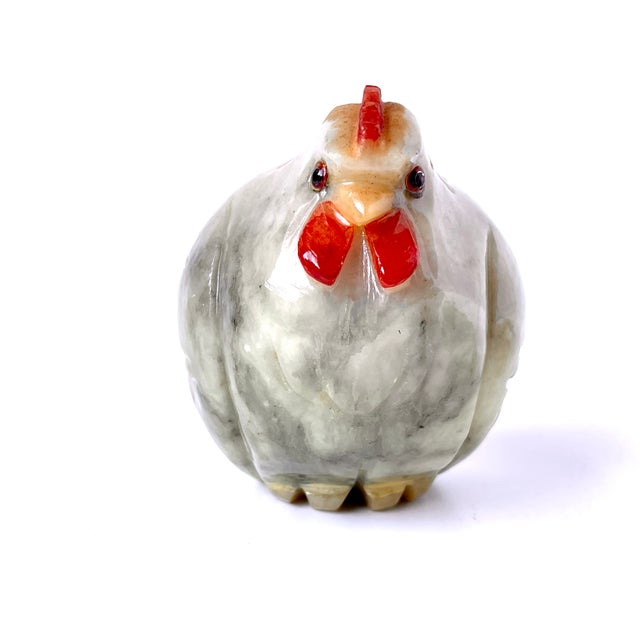 Italian Alabaster Chickens With Red Wattle & Comb - Set of 2 | Chairish