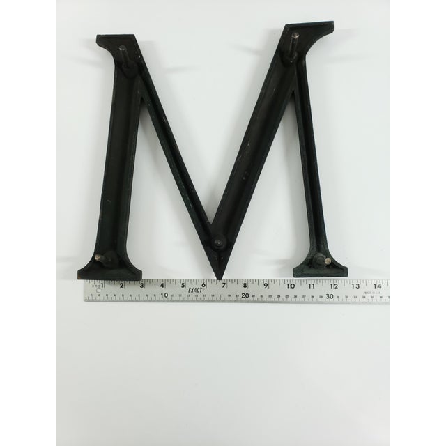 Antique Beveled Edge Cast Aluminum Store Sign Letter M Monogram Initial ...