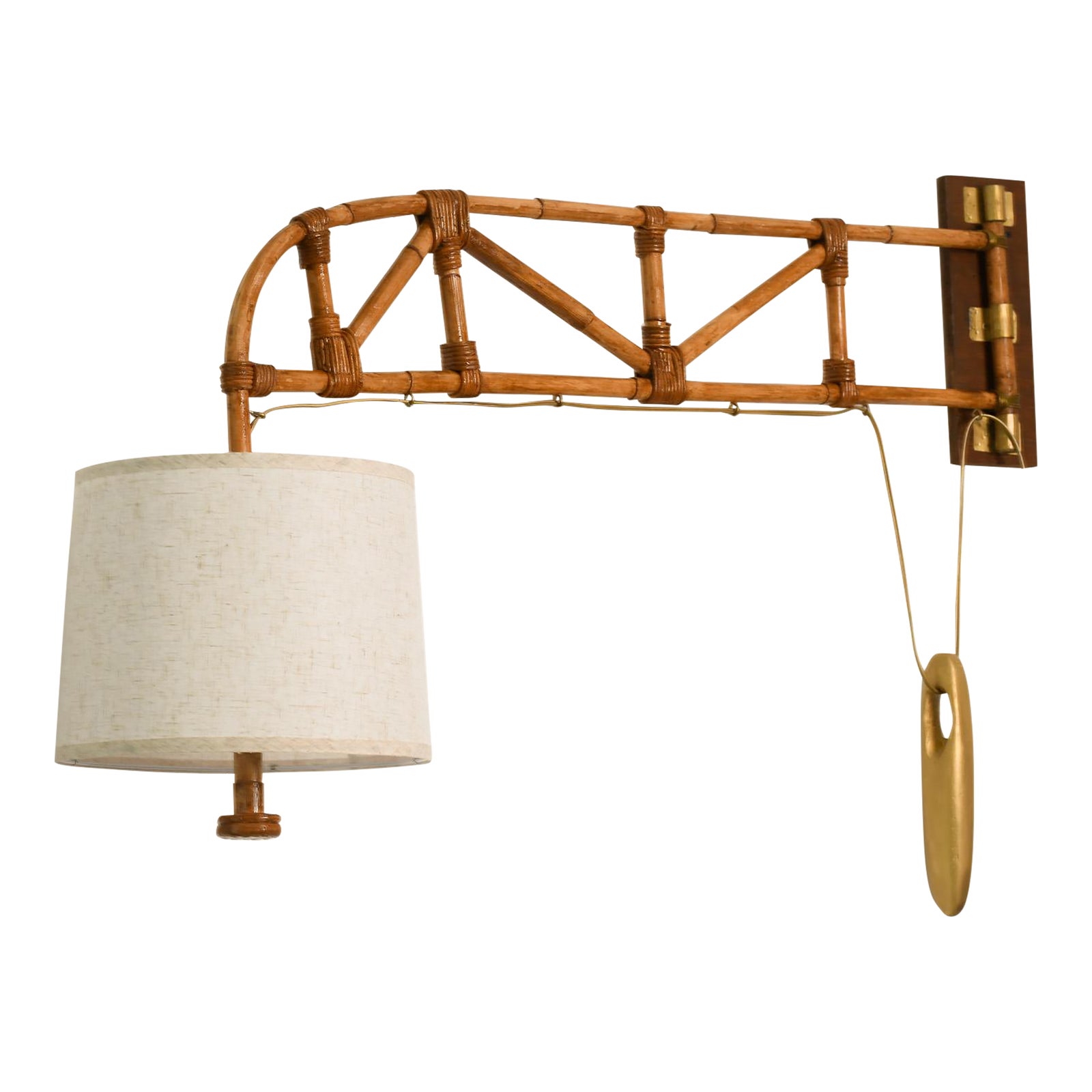 Wall Mounted Rattan Swing Arm Wall Lighting | Chairish