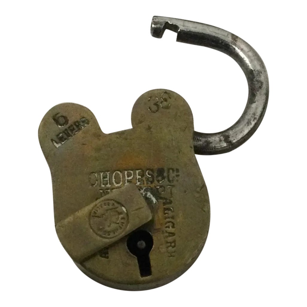 Antique Brass Chopps & Co. Lock With Key | Chairish