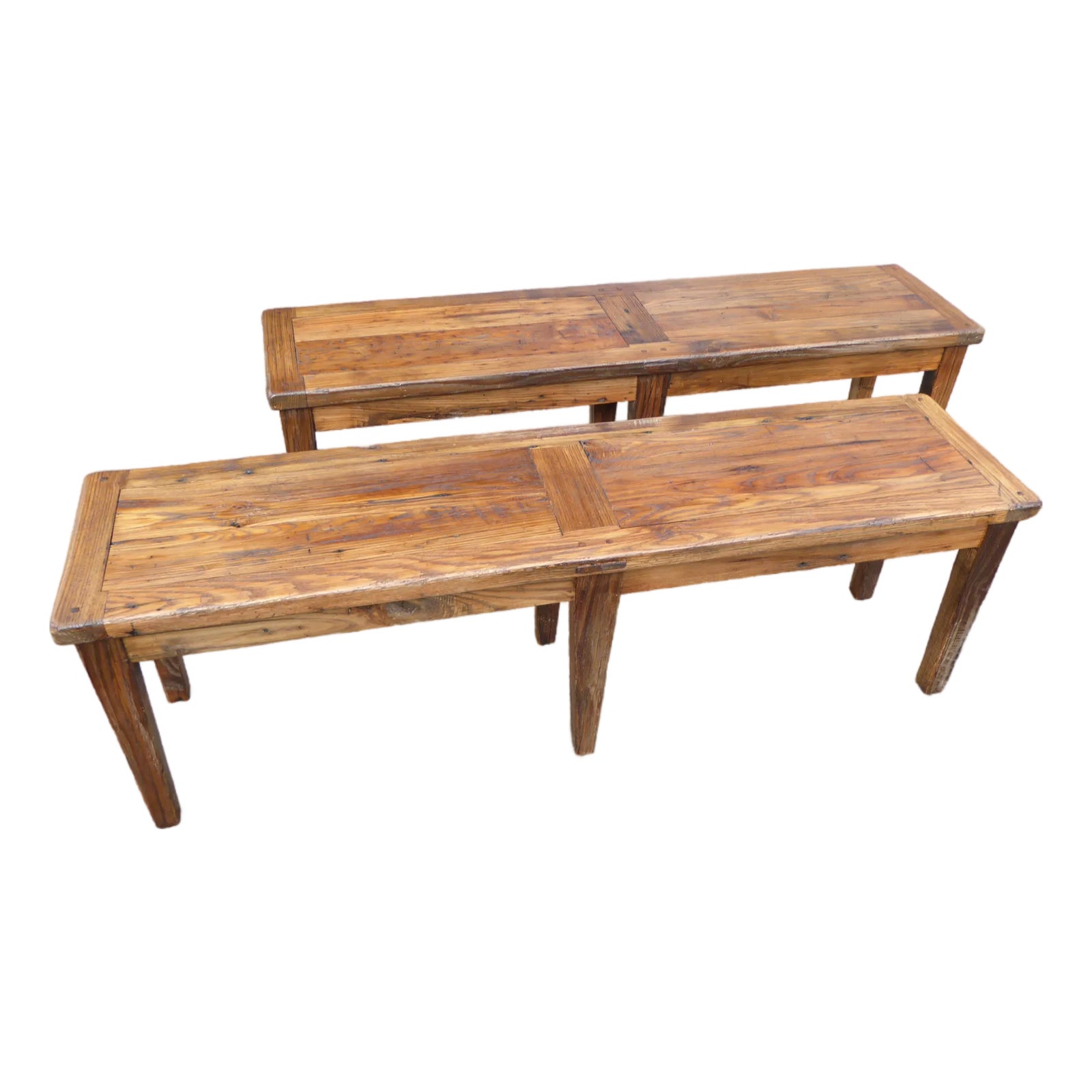 1800's Chestnut Benches | Chairish
