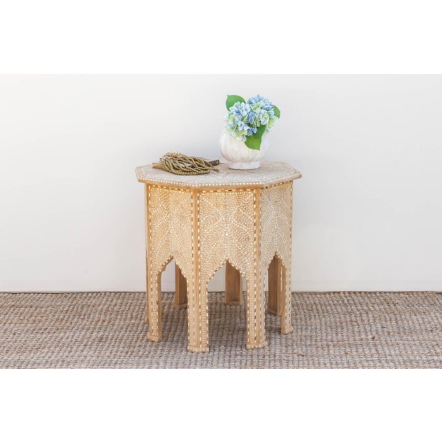 Large Bleached Inlay Anglo Indian End Table | Chairish