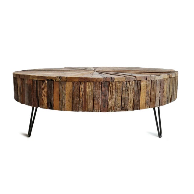 Salvaged Round Pinwheel Coffee Table | Chairish