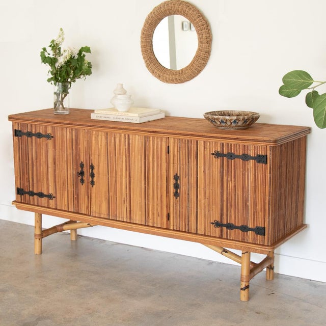 1960s Adrien Audoux and Frida Minet Bamboo Sideboard | Chairish